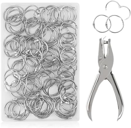 Amazon.com : ESUOHYM 100 PCS Nickel Plated Binder Rings 1 Inch and 1 ...