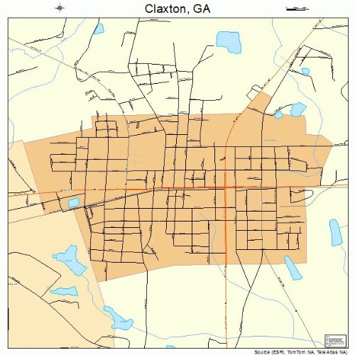 Large Street & Road Map of Claxton, Georgia GA - Printed poster size ...