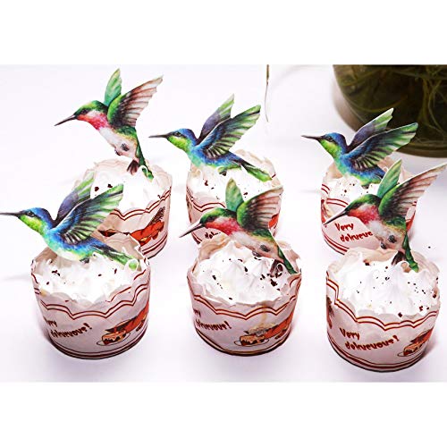 GEORLD Edible Cupcake Topper Wafer Hummingbird Cake Bird - Want It All