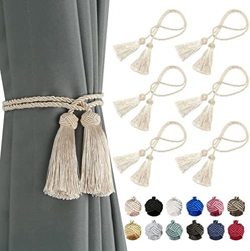 Amazon.com: 6 Pack Curtain Tiebacks for Drapes - Outdoor Curtain ...