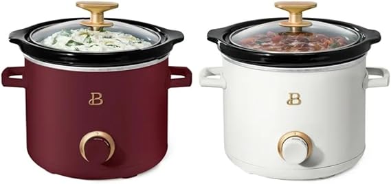 Amazon.com: Beautiful 2 Pack Slow Cooker Crock Set- 2 Quart, Merlot ...