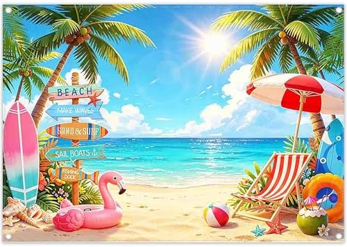 Amazon.com : ZTHMOE Fabric 7x5ft Summer Tropical Beach Photography ...