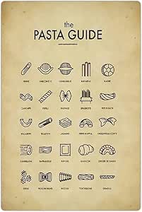 Amazon.com : The Pasta Guide Metal Signs Pasta Lovers Tin Posters Home ...