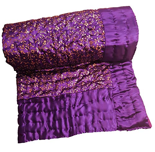 Krishna Bag Store Jaipuri Inner Cotton Outer Silk Rajai(Purple_Standard ...