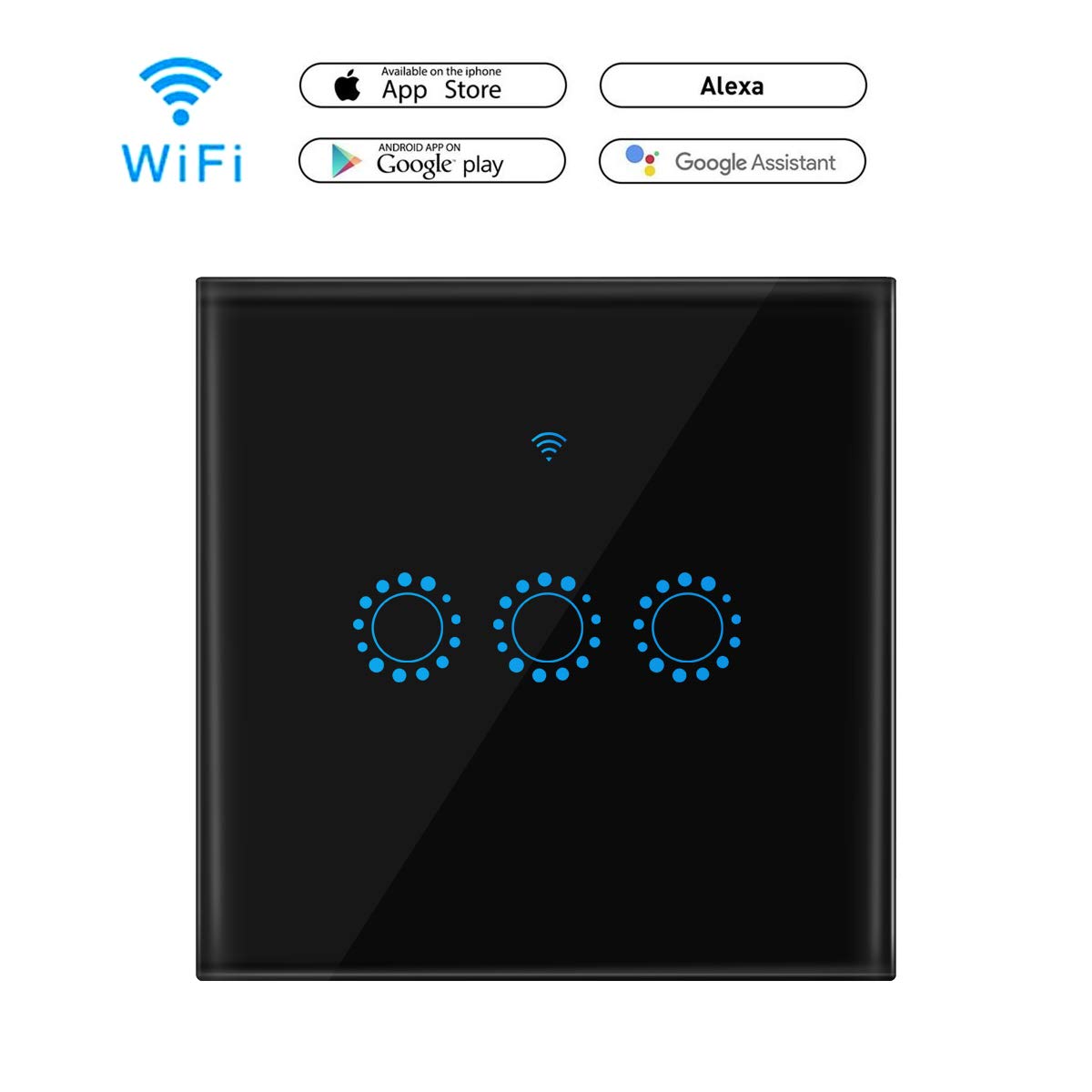 Buy Konesky Smart Home Touch Switch, 3 Gang Smart Wall Panel WIFI ...