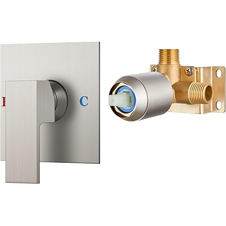 Airuida Brushed Nickel Square Shower Handle Valve Trim Kit Single ...
