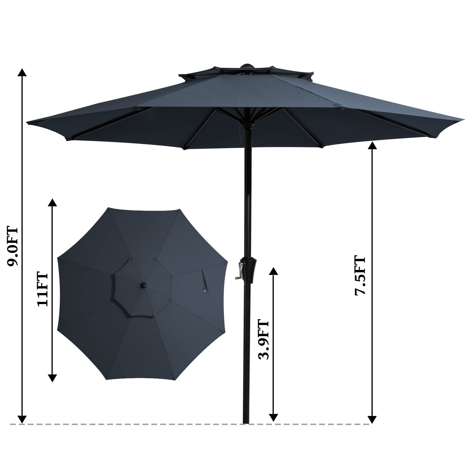 Snapklik.com : KITADIN 11FT Patio Umbrella 2 Tiers Outdoor Market Umbrellas