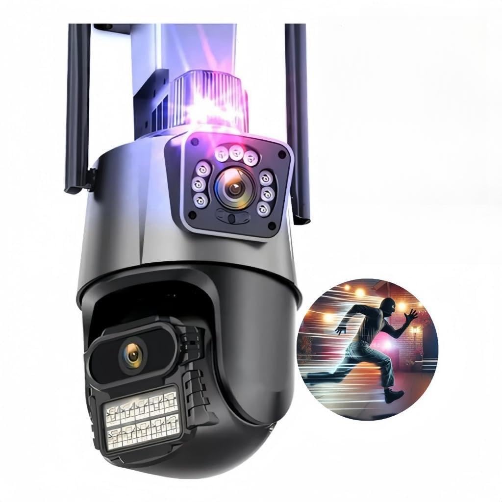 camera de segurança wifi Externa Lente Dupla Com Sirene 8mp Full Hd 2K ...