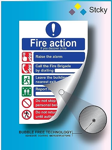 Stcky Fire Action Notice Sign – 20 x 30 cm Ideal Sized Fire Safety ...