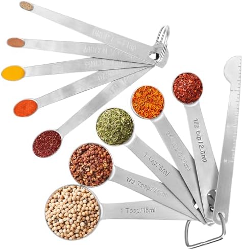 Amazon.com: Accmor Stainless Steel Measuring Spoons Set with Leveler ...