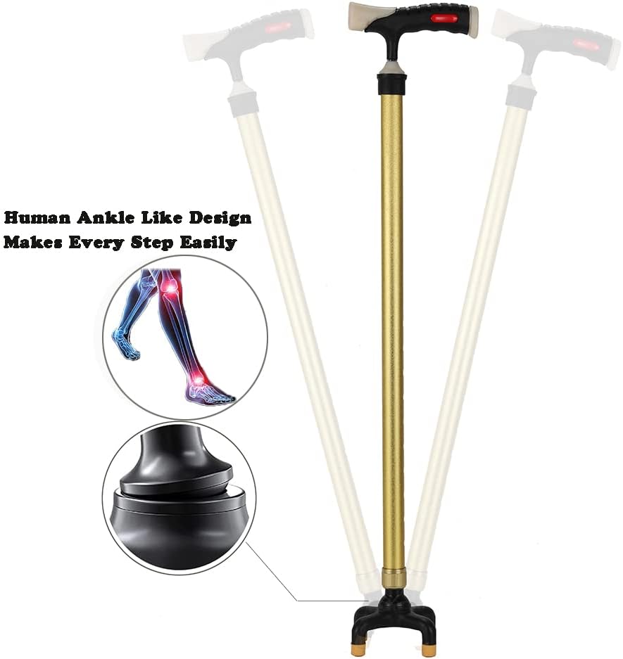 Buy 10 Steps Adjustable Cane for Men Women Prong Cane with Ice Grip Tip ...