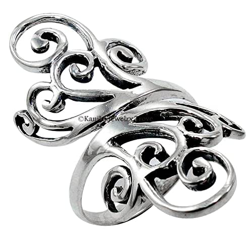 Amazon.com: Fancy Ring 925 Sterling Silver Middle Finger Ring ...