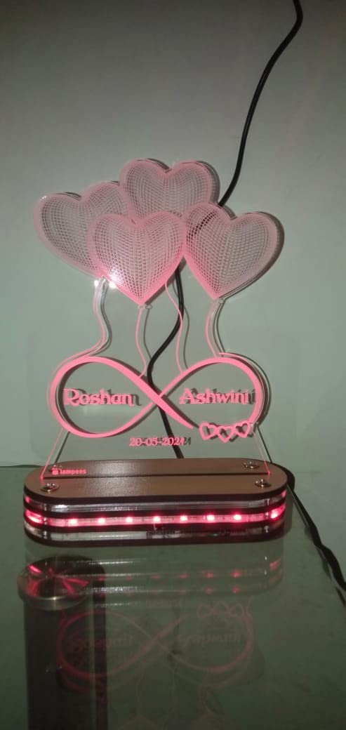 Buy lampees Acrylic 3D Illusion Led Lamp Personalised Names Anniversary ...