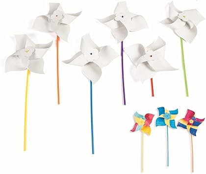 Amazon.com: Fun Express DIY Jumbo Pinwheels - Bulk Set of 24 White ...
