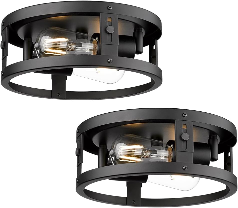 FOITTON 2 Pack Flush Mount Ceiling Light, Farmhouse Ceiling Light ...