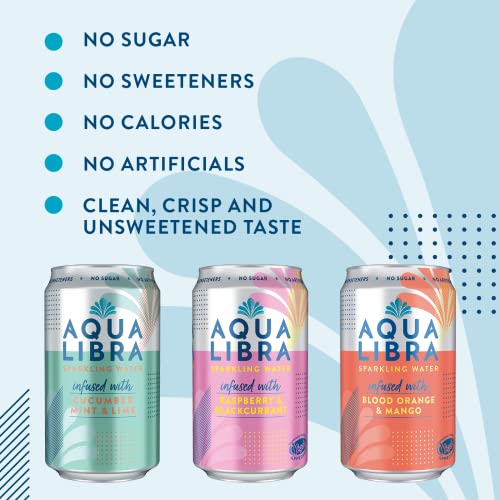 Aqua Libra Sparkling Water Infused with Raspberry & Blackcurrant 4 x 330ml - Tastyfactory
