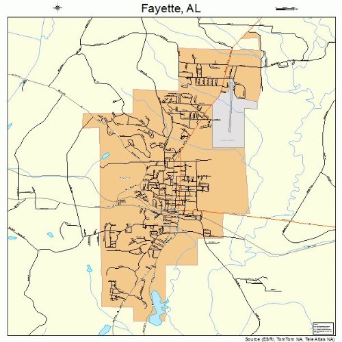 Large Street & Road Map of Fayette, Alabama AL - Printed poster size ...