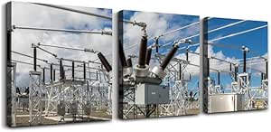 Amazon.com: Electrical substation 3 Piece Canvas Wall Art for Living ...