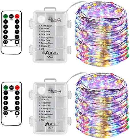 Amazon.com: BXROIU 2 x Fairy Lights Battery Operated, Silver Wire ...