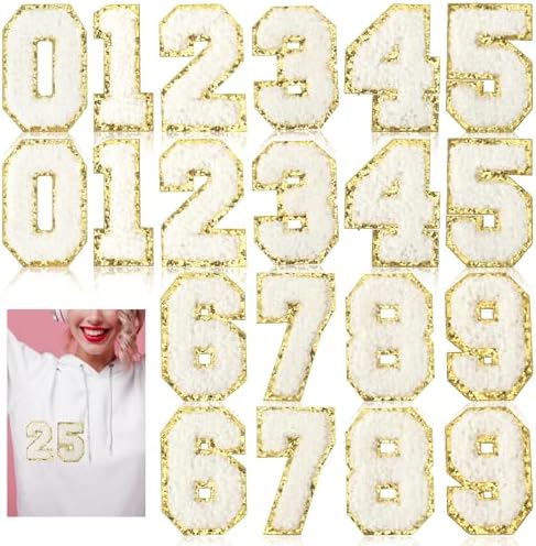 Molain 20 Pcs Patches Number Chenille for Clothing, Self Adhesive ...