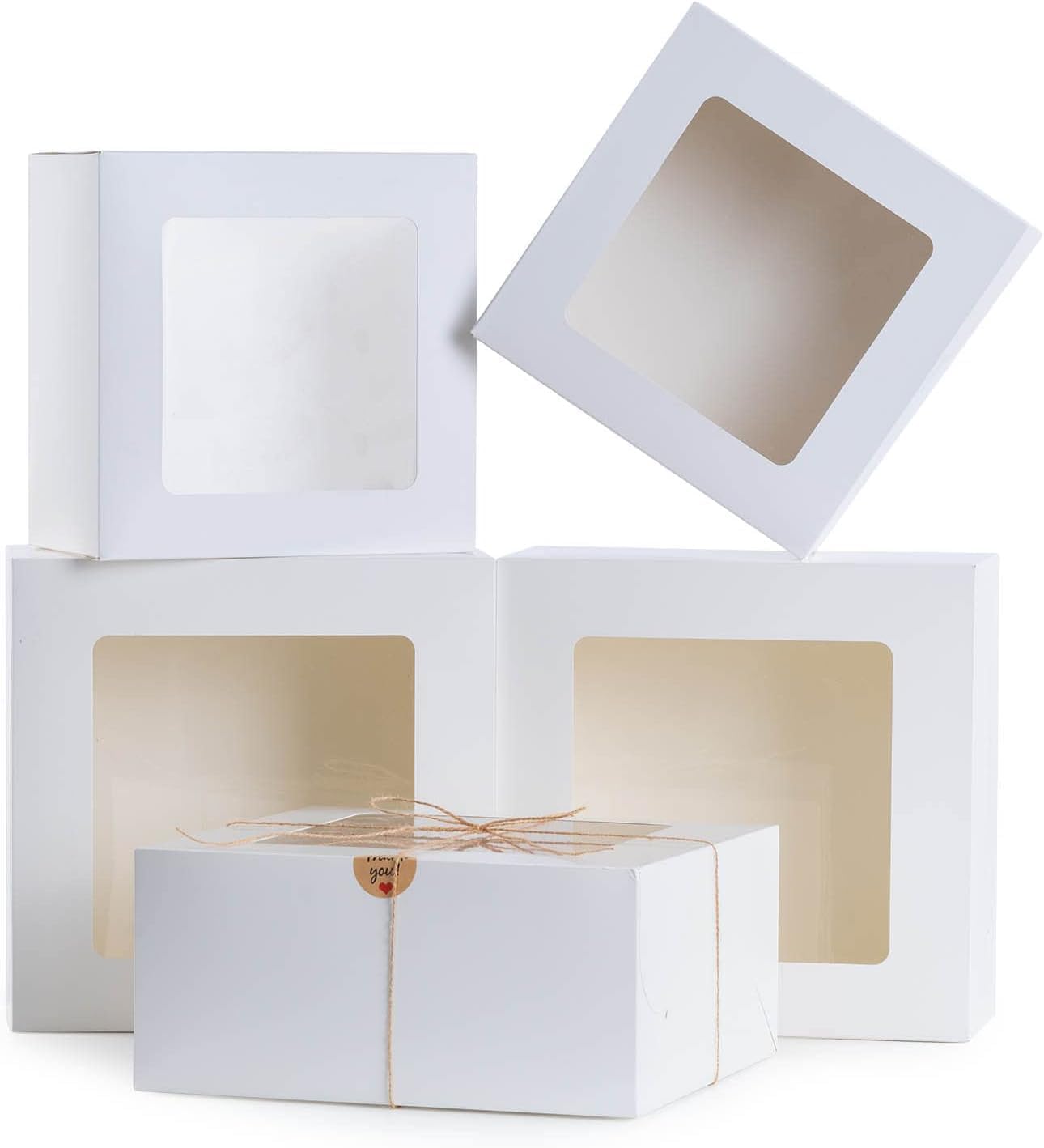 Al FAKHAMA Cardboard Cake Box 12 Inches Self Assembly With Top Clear ...