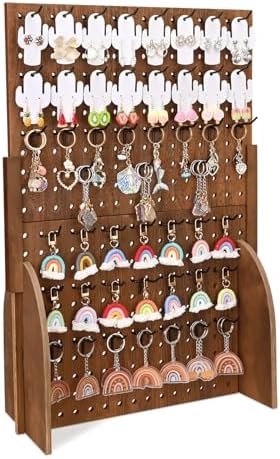 Amazon.com: Wooden Pegboard Display Stand Retail Rack - Necklace Holder ...