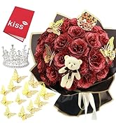 Amazon.com: ROSLILY (Self-assembly) Red Glitter Rose Bouquet Artificial ...