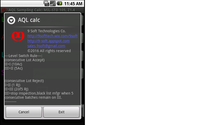 QC tool: AQL MIL-STD-105E Calc, Z1.4, Z1.9, Sampling Plan: Single ...