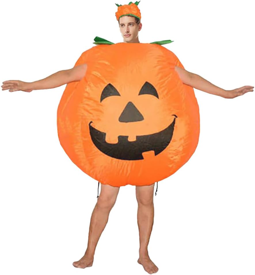 Amazon.com: Qshine Adult Inflatable Halloween Pumpkin Costume Bodysuit ...