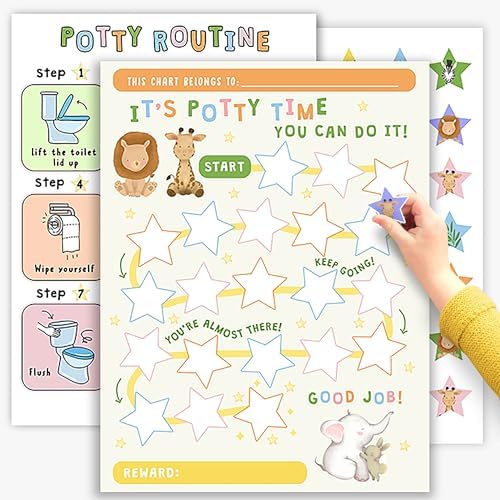 Amazon.com: Potty Training Chart for Toddlers Boys Girls - Cute Animals ...
