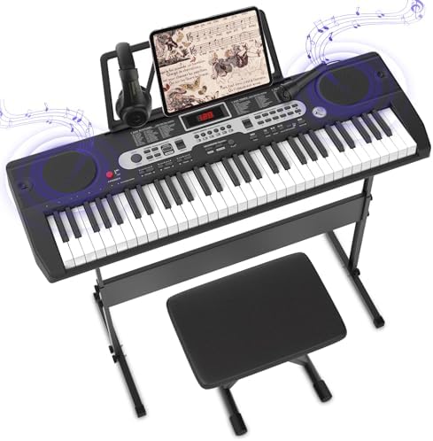 Amazon.com: AQNIEGEP 61-Key Electric Piano Keyboard with Lighted Keys ...