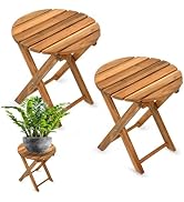 Amazon.com: Timberholm Pack of 2 Small Folding Table, Portable Acacia ...