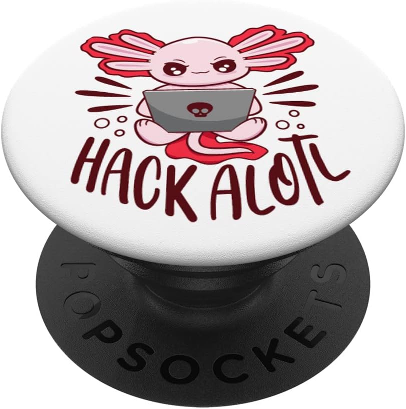 Amazon.com: Funny Kawaii Axolotl Hacker - Cute Coder Nerd Salamander PopSockets Swappable ...