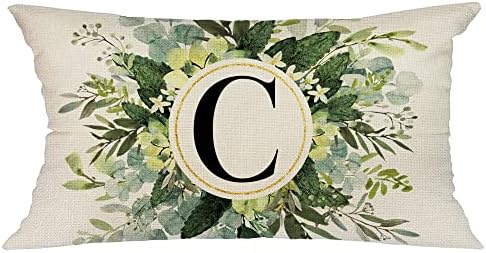 Amazon.com: GEEORY Monogram Letter C Pillow Covers Floral Decorative ...