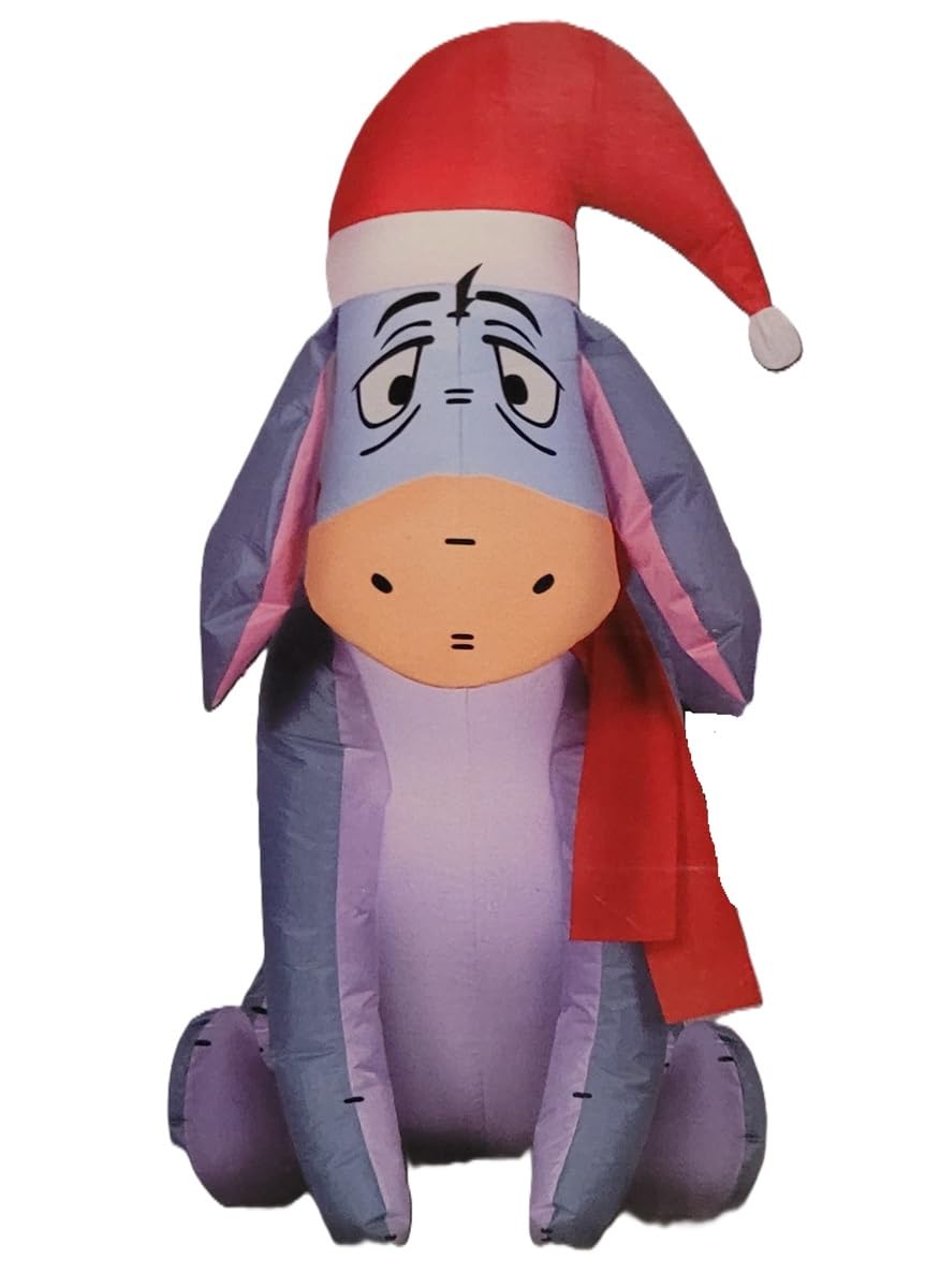3.5' Eeyore with Santa Hat Christmas Inflatable by Gemmy