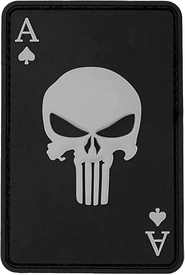 Amazon.com: Ace of Spades Skull 3D PVC Rubber Patch - 2 X 3 Inch Hook ...