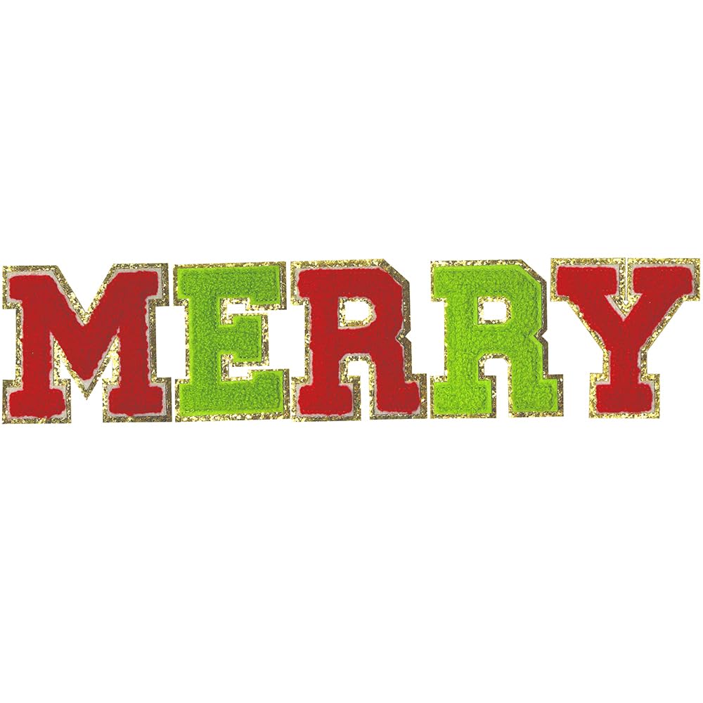 Amazon.com: LACNNY 3" Iron on Merry Letters Patches for Clothing, 5 Pcs ...