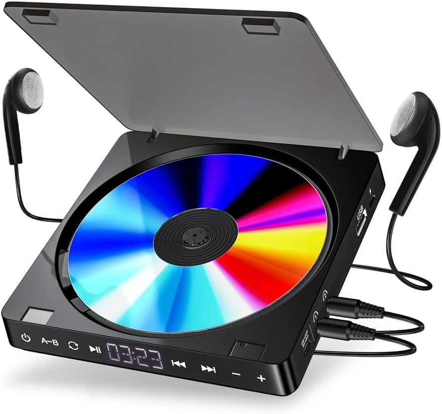 BKDFD Portable CD Player Double Headphone Version Touch Button ...