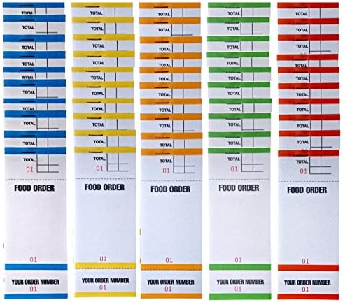 Food Order Pads 100 to A Booklet 50 Pack 5 Colours BF84 (50) : Amazon ...
