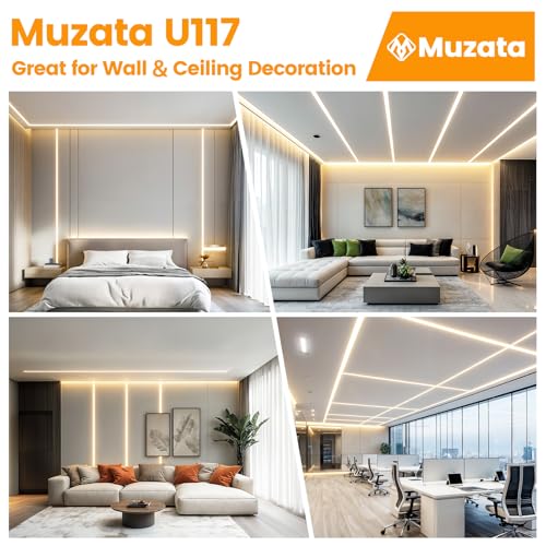 Muzata 5Pack 6.6FT/2M Plaster-in LED Channel Trimless Recessed LED ...