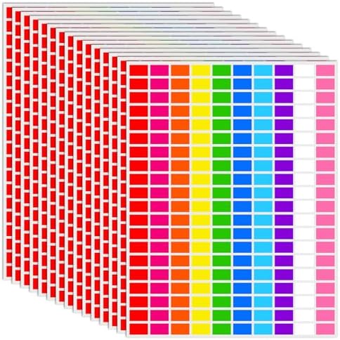 Coloured Stickers Rectangular, 3000Pcs Small Sticky Coloured Labels ...