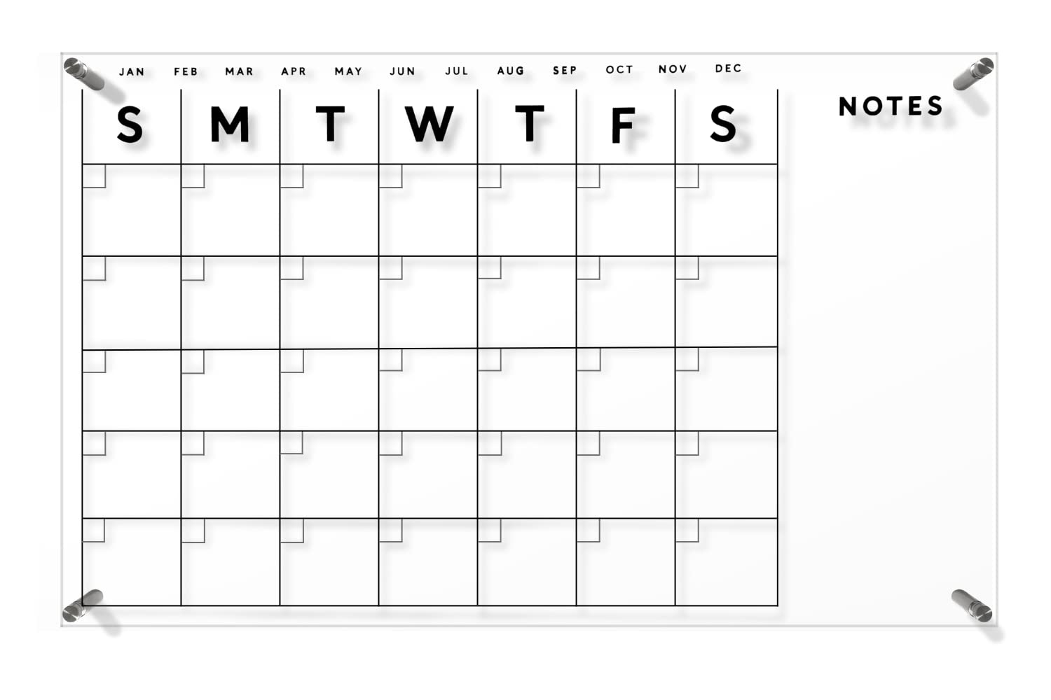 Amazon.com: Premium Dry Erase Acrylic Wall Calendar Board - Large Clear ...