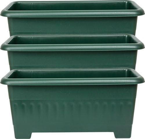 Amazon.com: Set of 3 38cm Green Plastic Rectangular Garden Planters