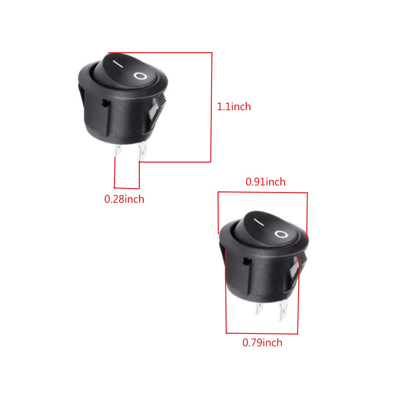 Snapklik.com : Round Rocker Switch 10A 120V AC 20A 12V DC 2 Pins 2 ...