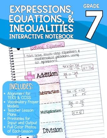 Seventh Grade Math Interactive Notebook Expressions Equations ...