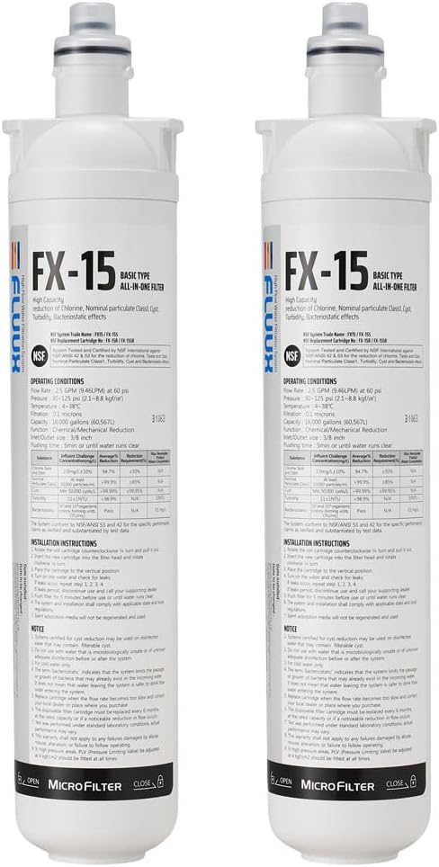 Amazon.com: מערכת סינון מים חלופית מתחת לכיור של Microfilter FLUUX FX-15, מאושר על ידי NSF/ANSI ...