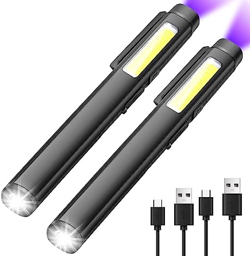 T6 2pack Rechargeable Pen Light Flashlight, 600 Lumen Bright Led Pen ...