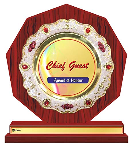 Delta (17 inch) Red Wooden Memento with Golden Metal Plate with Wooden ...