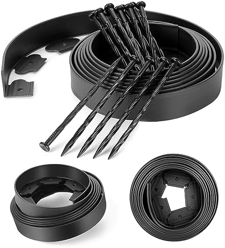 ZDYNASTY 6M Flexible Plastic Lawn Edging Garden Borders with Heavy-Duty ...