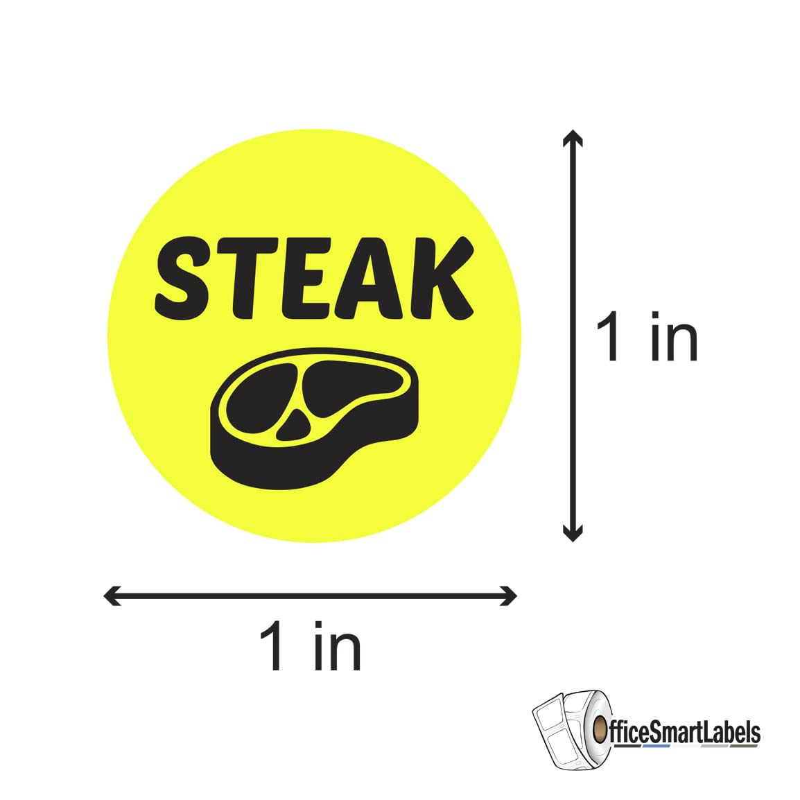 Snapklik.com : Steak Stickers - 1 Inch Round Circle Steak Food Labels ...